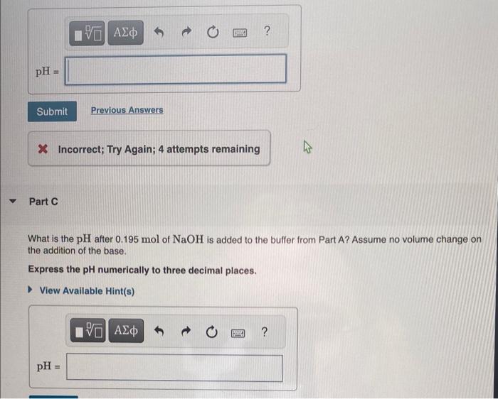 Solved What is the pH of a buffer prepared by adding 0.506 | Chegg.com