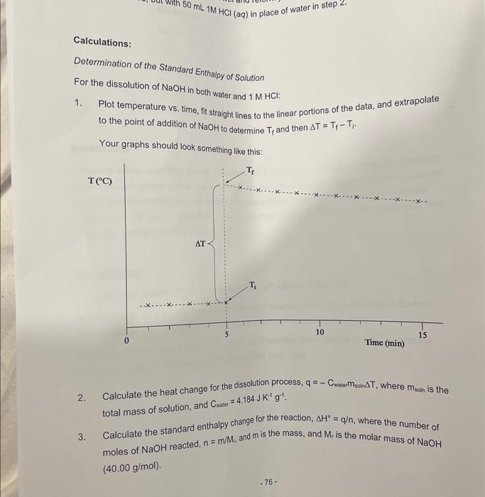 Solved Calculations: Determination of the Standard Enthalpy | Chegg.com