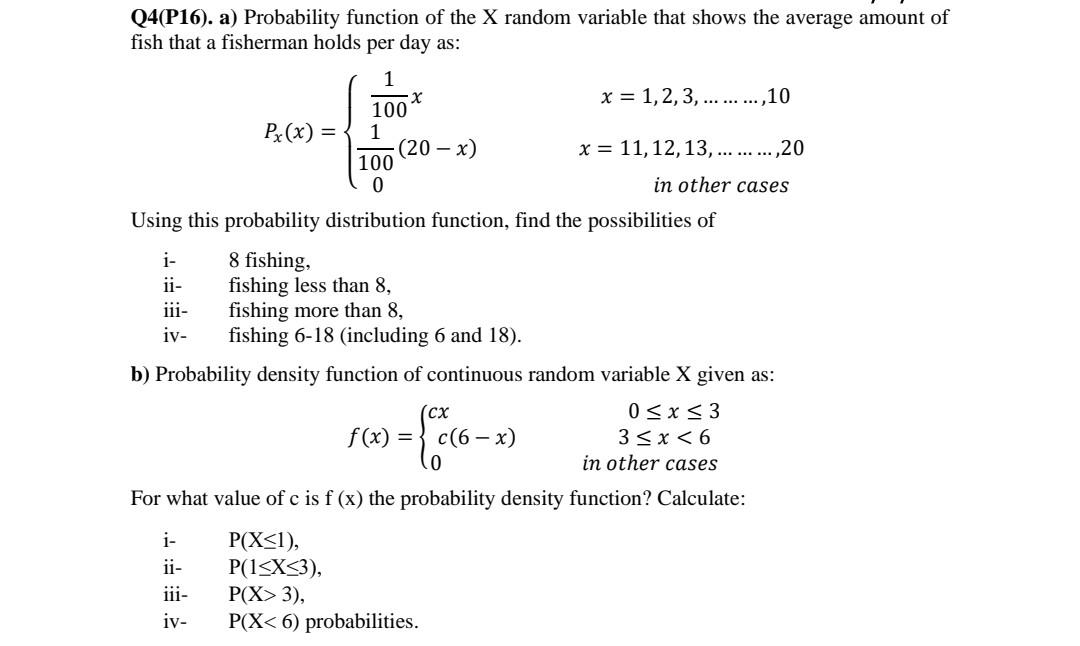 Solved Q4(P16). a) Probability function of the X random | Chegg.com