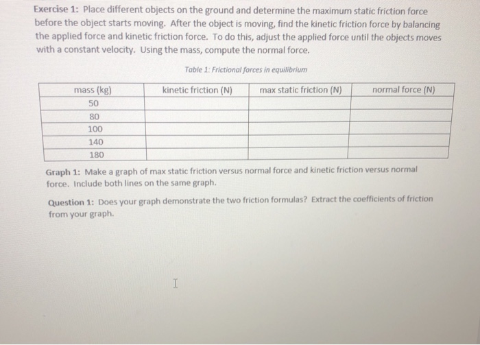 Exercise 1: Place different objects on the ground and | Chegg.com