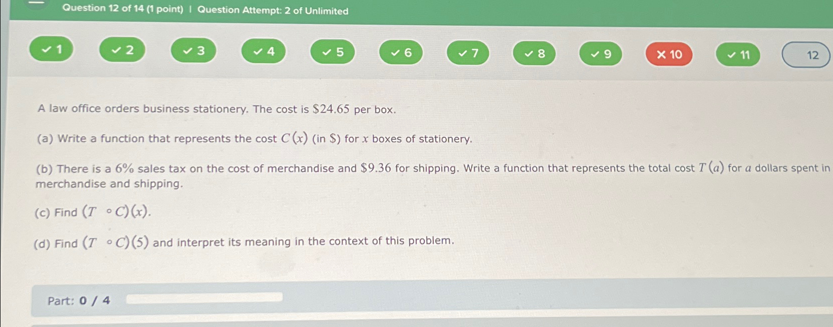 Solved Question 12 ﻿of 14 (1 ﻿point) | ﻿Question Attempt: 2 | Chegg.com