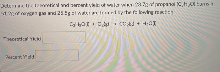 Solved Determine the theoretical and percent yield of water | Chegg.com