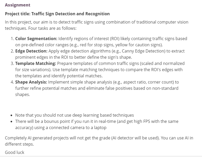 Solved AssignmentProject title: Traffic Sign Detection and | Chegg.com