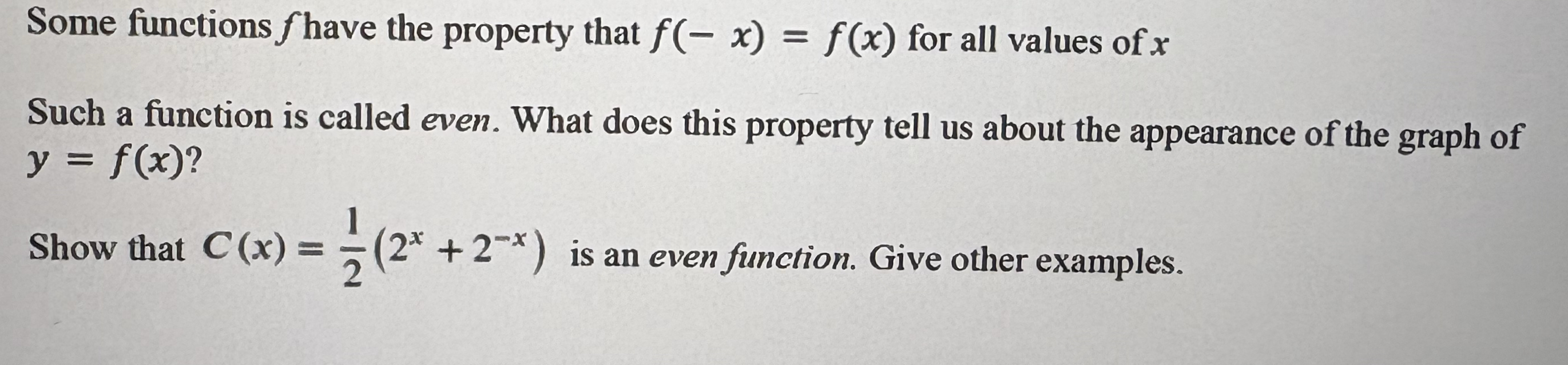 Solved Some functions f ﻿have the property that f(-x)=f(x) | Chegg.com