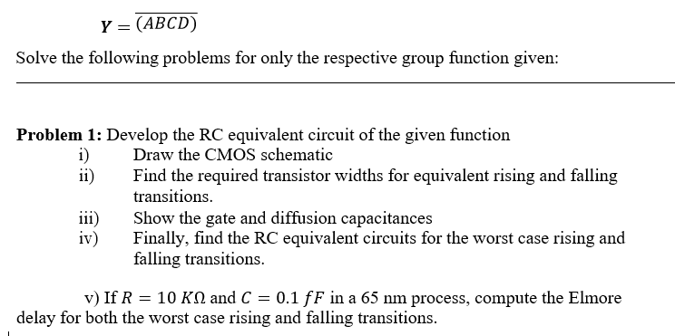 Solved Y=(ABCD) Solve the following problems for only the | Chegg.com