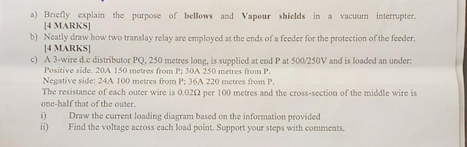 Solved a) Bnefly explain the purpose of bellows and Vapour | Chegg.com