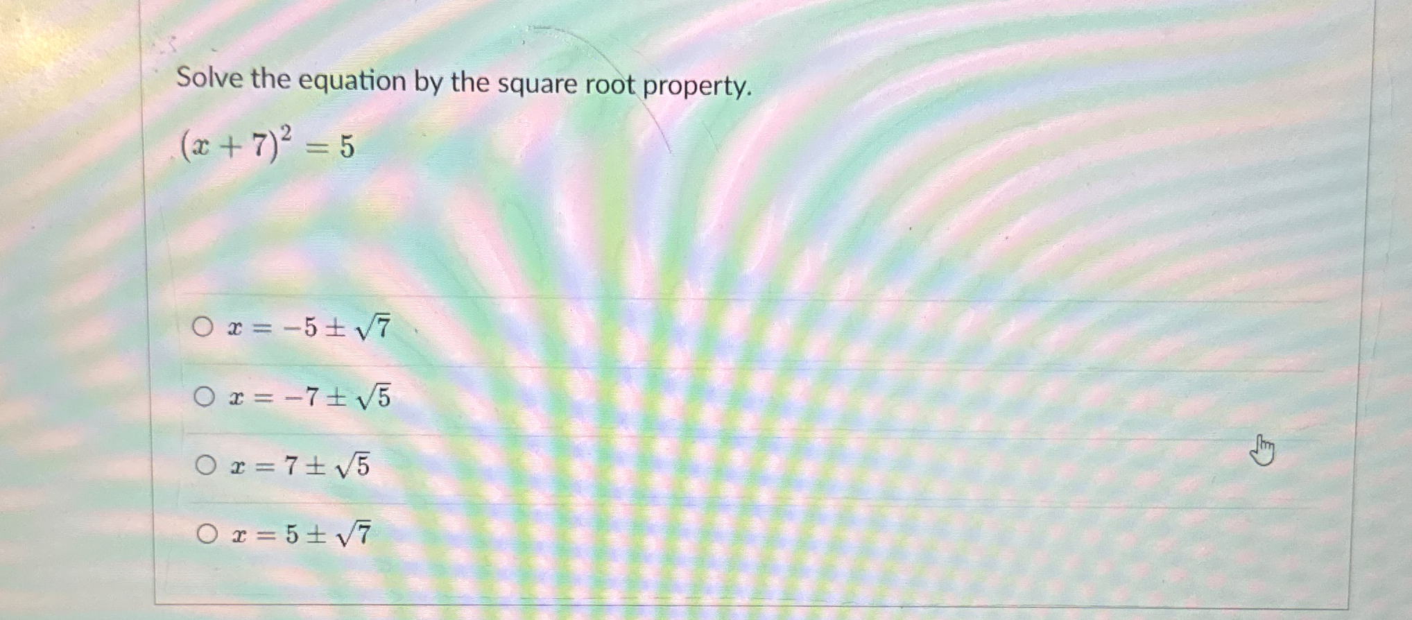 Solved Solve the equation by the square root | Chegg.com