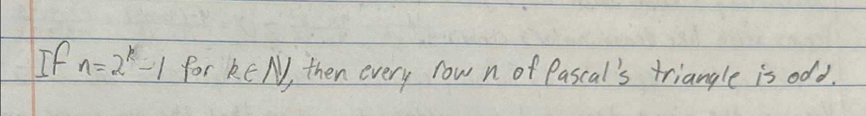 Solved If n=2k-1 ﻿for kinN, then every row n ﻿of Pascal's | Chegg.com