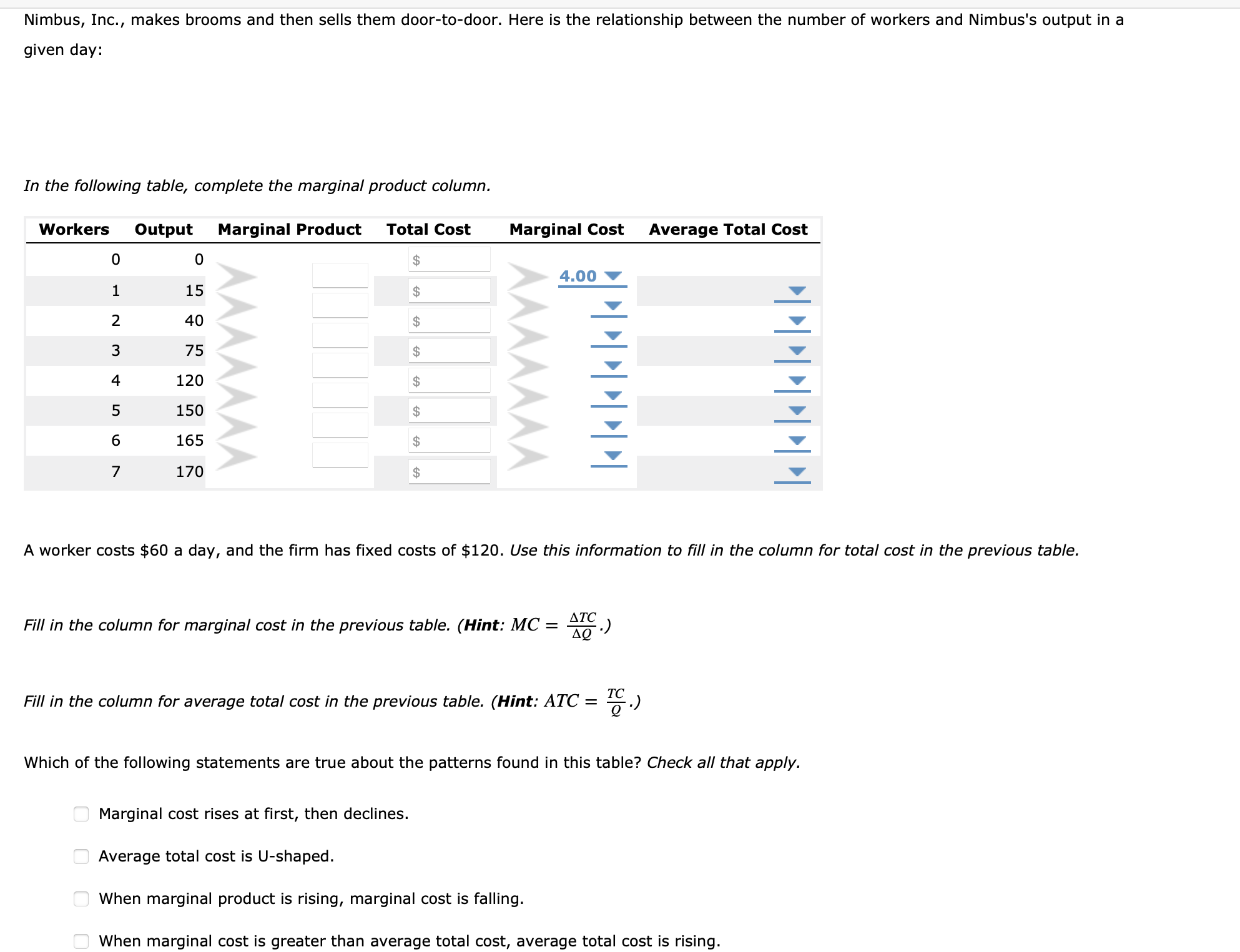 Solved A worker costs $60 ﻿a day, and the firm has fixed | Chegg.com