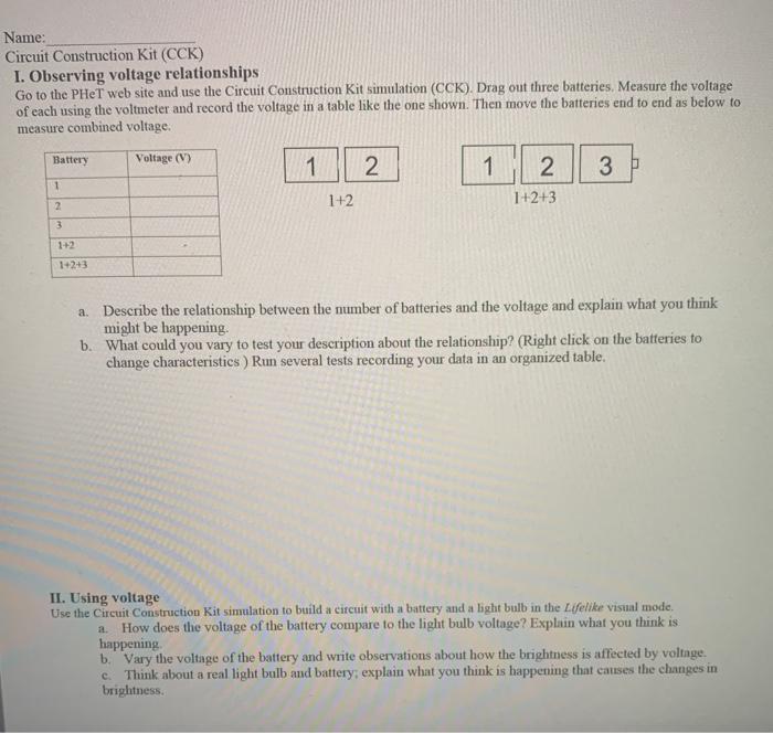 Solved III. Using voltage in series circuits Use CCK to | Chegg.com