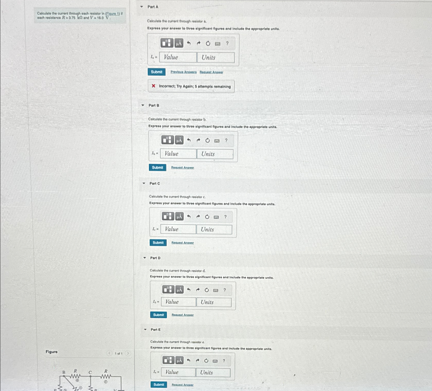 Solved Calculate The Current Through Each Resistor In