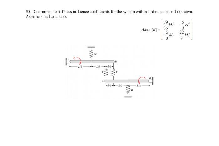 Solved S5. Determine the stiffness influence coefficients | Chegg.com