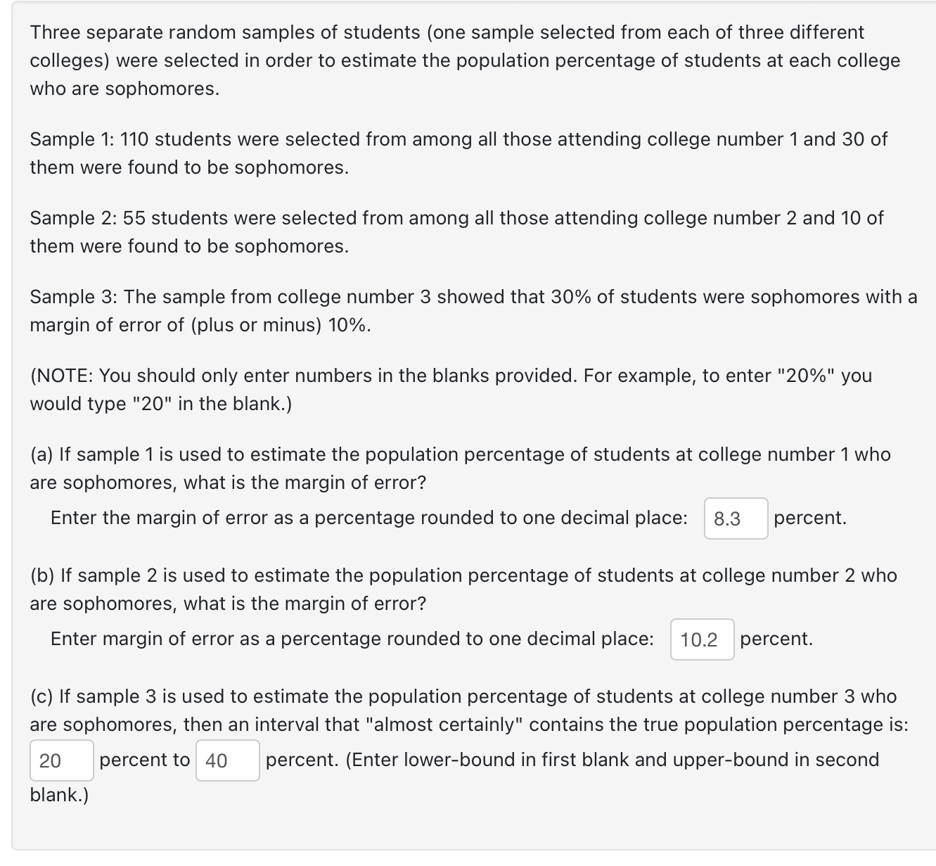 Solved Three separate random samples of students (one sample | Chegg.com