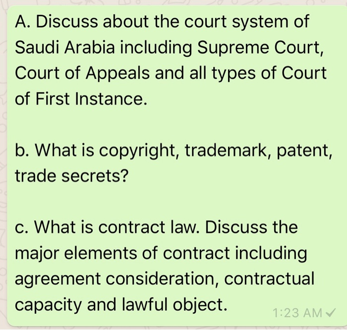 Solved A. Discuss about the court system of Saudi Arabia | Chegg.com