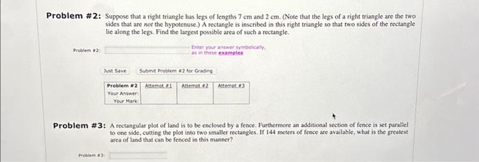 Solved Problem #2: Suppose that a right triangle has legs of | Chegg.com