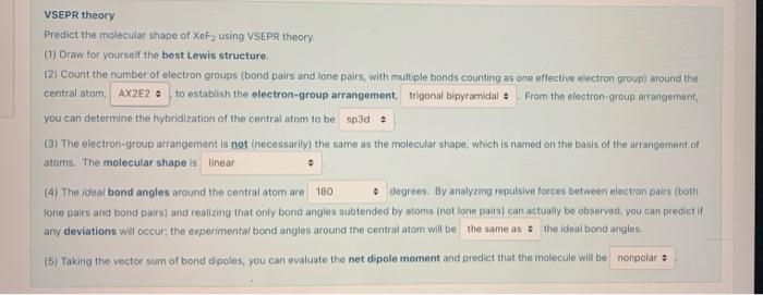 Solved VSEPR theory Predict the molecular shape of XeF2 | Chegg.com