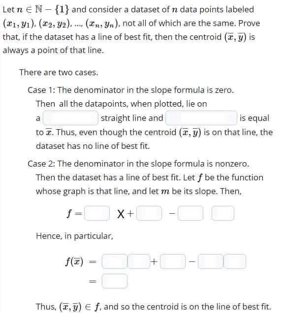 Solved Let n∈N−{1} and consider a dataset of n data points | Chegg.com