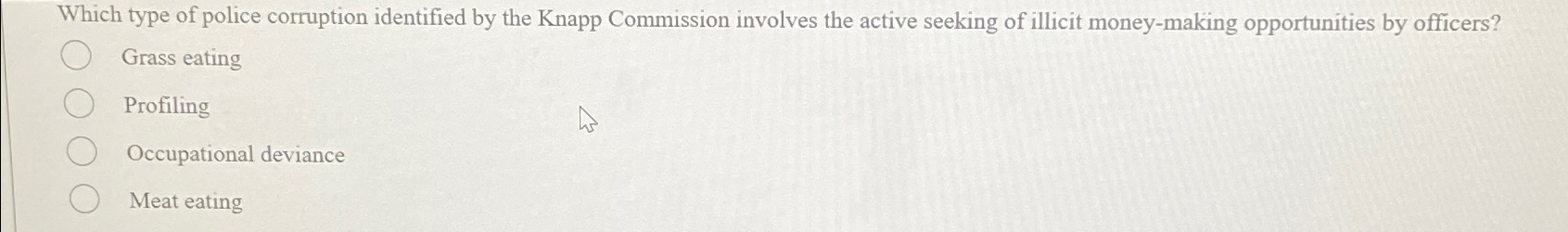 Solved Which type of police corruption identified by the | Chegg.com