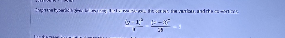 Solved Graph the hyperbola given below using the transverse | Chegg.com