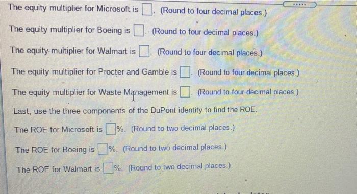 Solved DuPont identity. Given the data in the popup window | Chegg.com