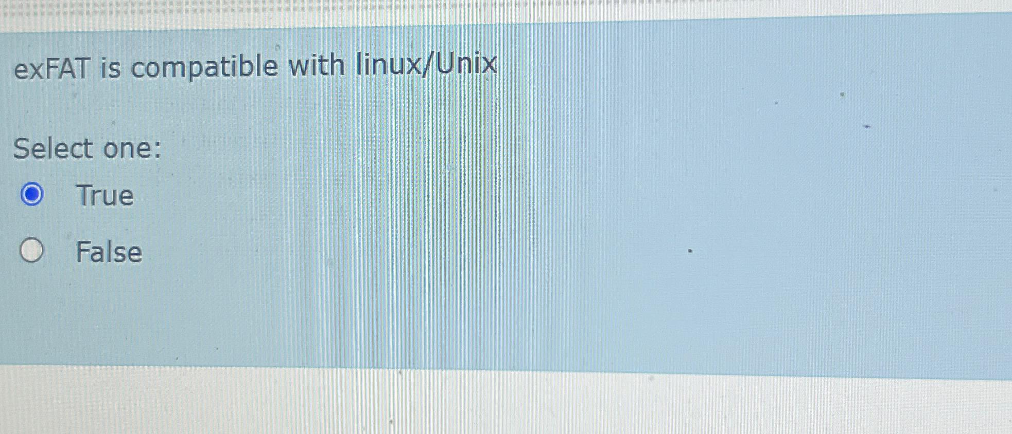 Solved exFAT is compatible with linux/UnixSelect | Chegg.com