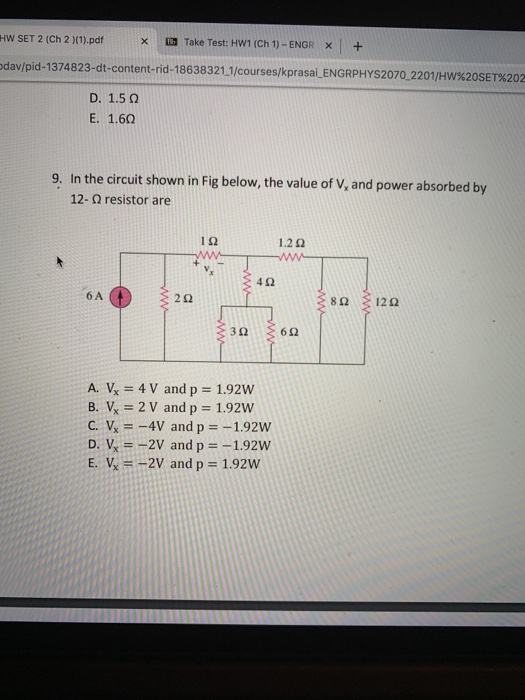 Solved HW SET 2 (Ch 2 )(1).pdf X Take Test: HW1 (Ch 1) - | Chegg.com