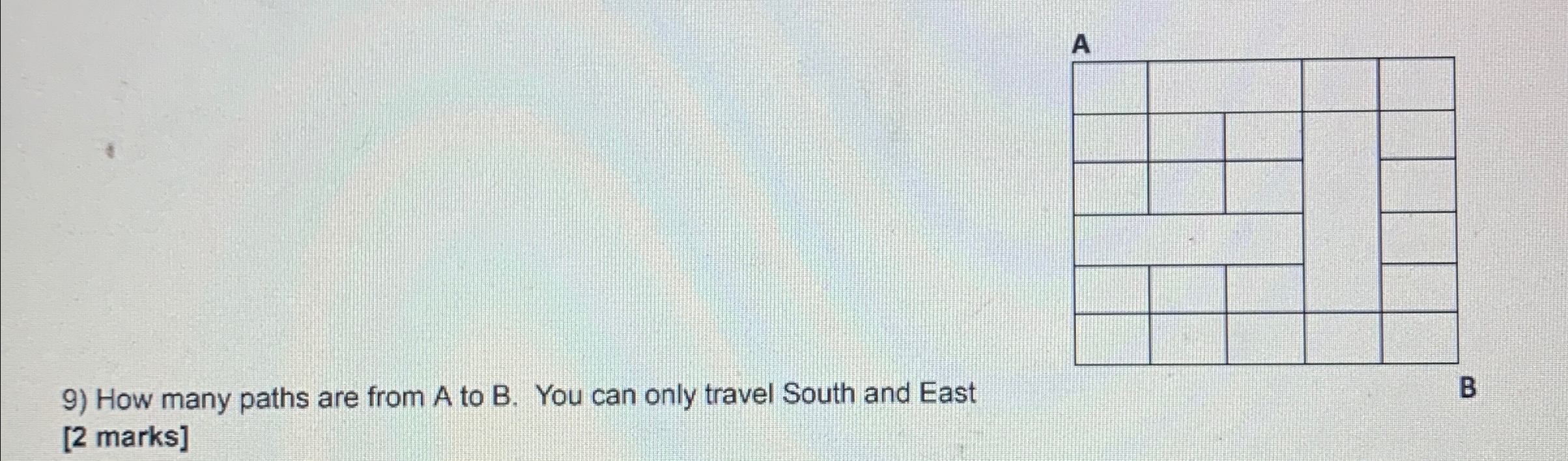 Solved How many paths are from A to B. ﻿You can only travel | Chegg.com