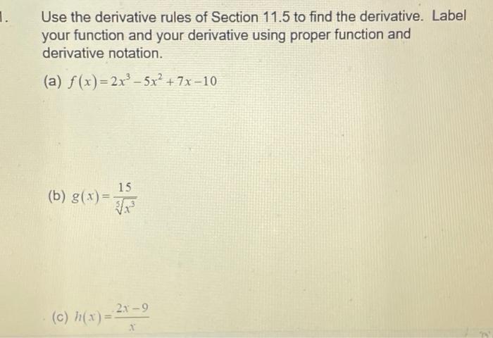 Solved 1. Use the derivative rules of Section 11.5 to find | Chegg.com