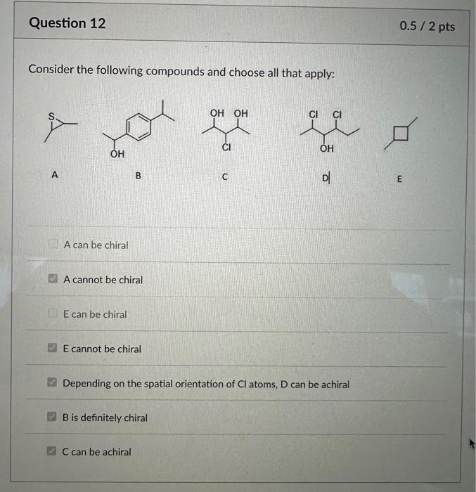 Solved Consider the following compounds and choose all that | Chegg.com