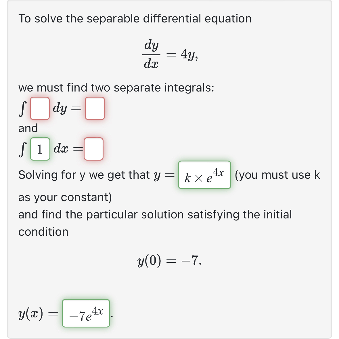 Solved To solve the separable differential | Chegg.com