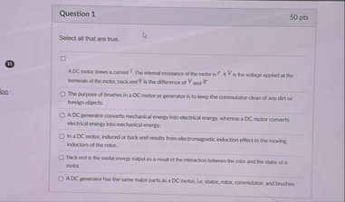 Solved Question 150 ﻿ptsSelect all that ane true.ADC moter | Chegg.com