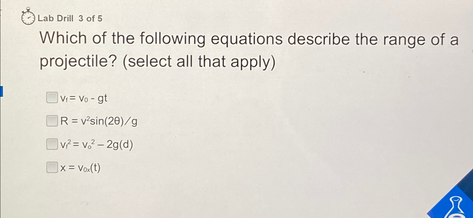 Solved Lab Drill 3 ﻿of 5Which of the following equations | Chegg.com