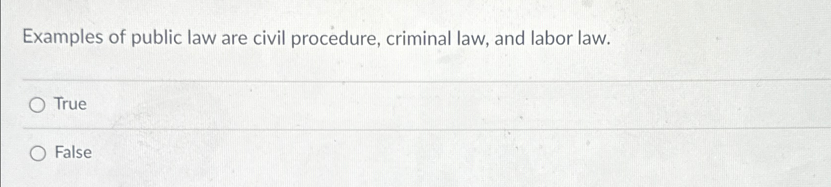 Solved Examples of public law are civil procedure, criminal | Chegg.com