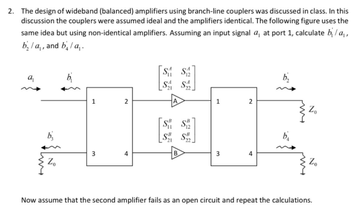 Solved The design of wideband (balanced) ﻿amplifiers using | Chegg.com