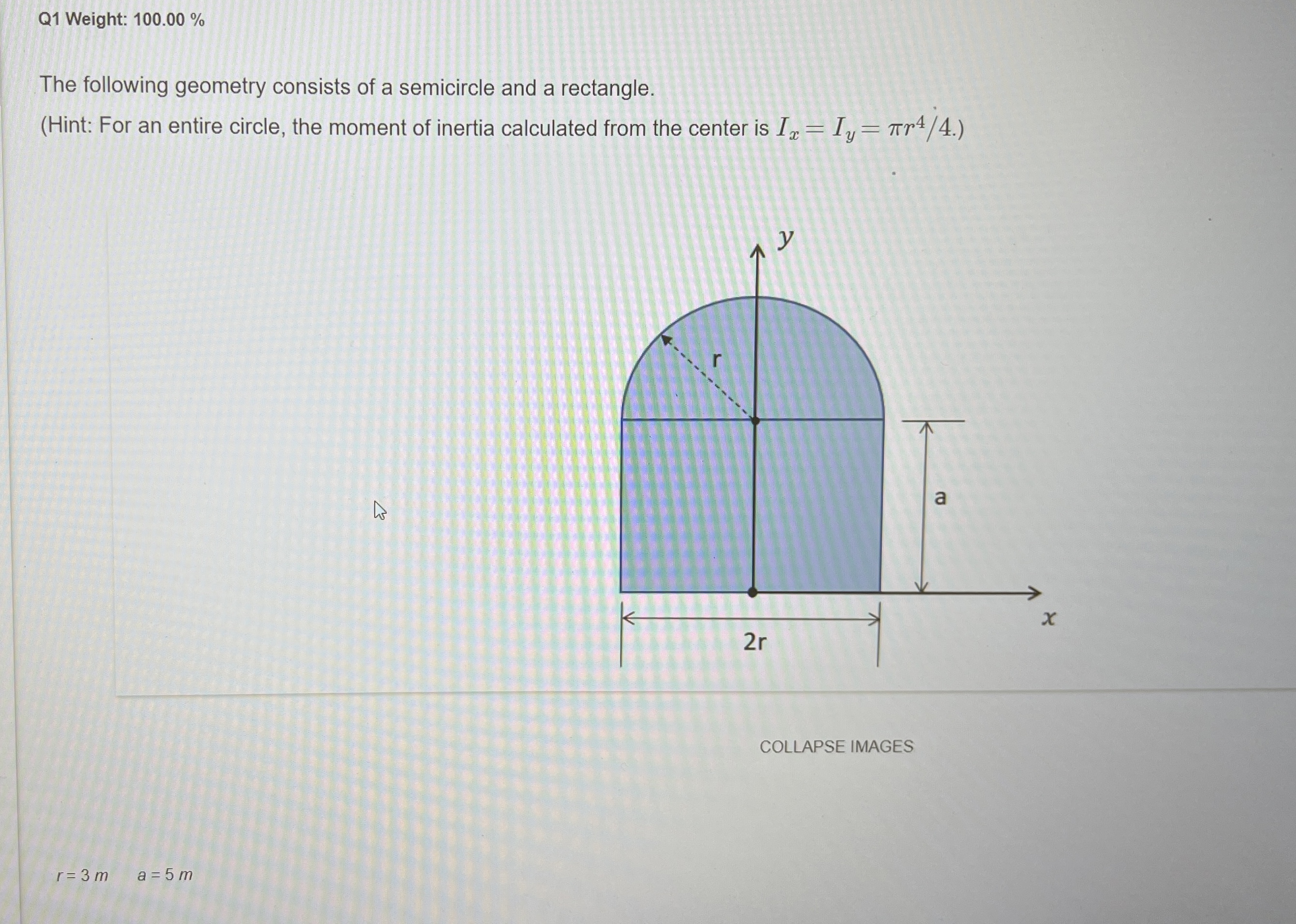 Solved Q1 ﻿Weight: 100.00%The following geometry consists of | Chegg.com