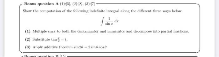 Solved Bonus question A (1):15). (2):[8]. (3):[7] Show the | Chegg.com