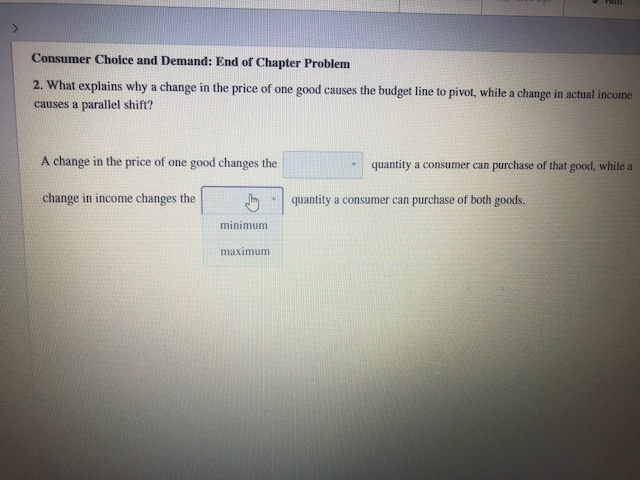 Solved Consumer Choice and Demand: End of Chapter Problem2. | Chegg.com