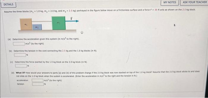 Solved Assume the three blocks (m1=1.0 kg,m2=2.0 kg, and | Chegg.com