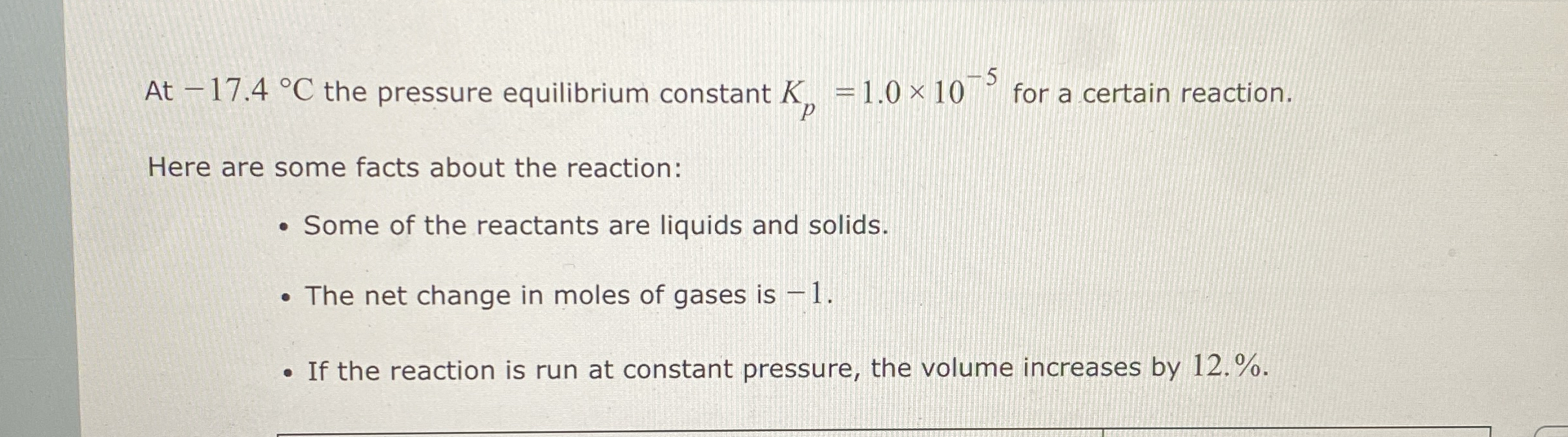 Solved At -17.4°C ﻿the pressure equilibrium constant | Chegg.com