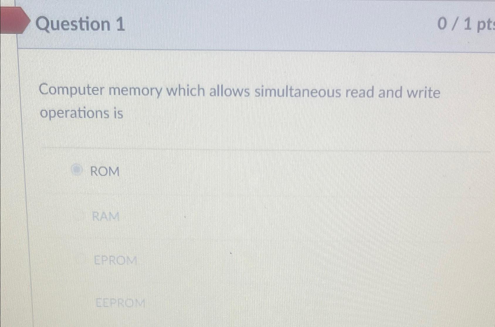 Solved Question 101ptComputer memory which allows | Chegg.com