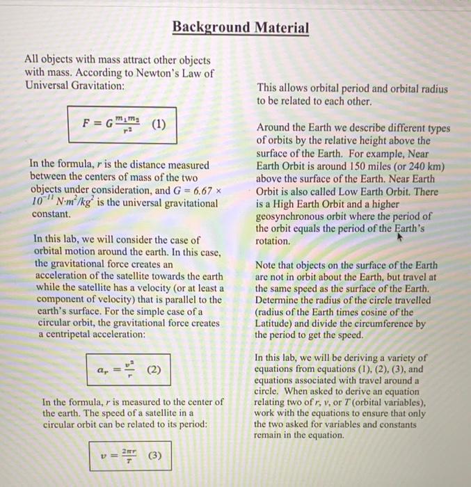 B. Consider Near-Earth Orbits (NEO) Calculate the | Chegg.com