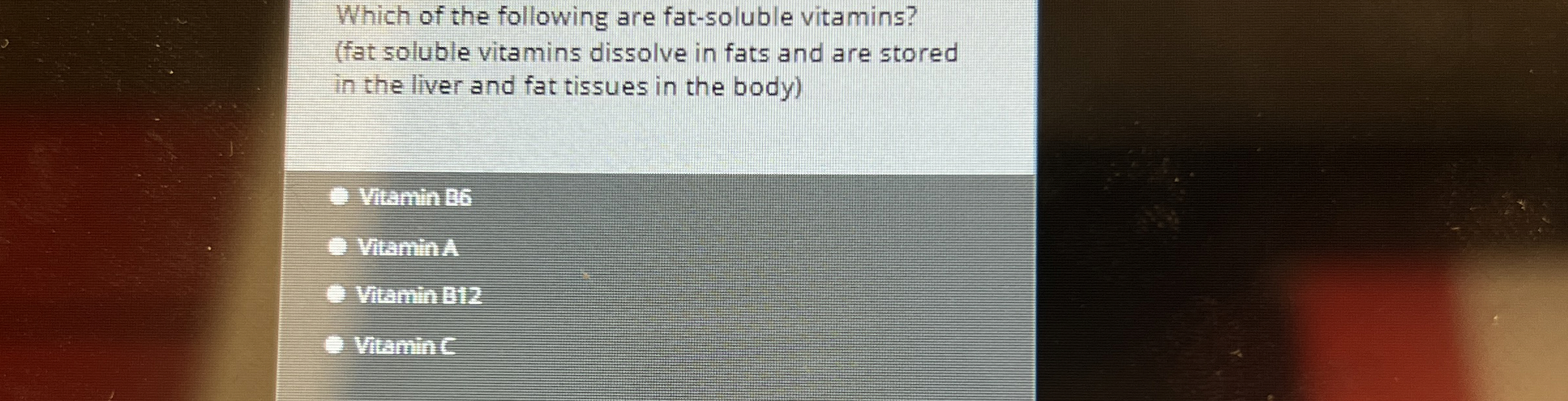 Solved Which of the following are fat-soluble vitamins?(fat | Chegg.com