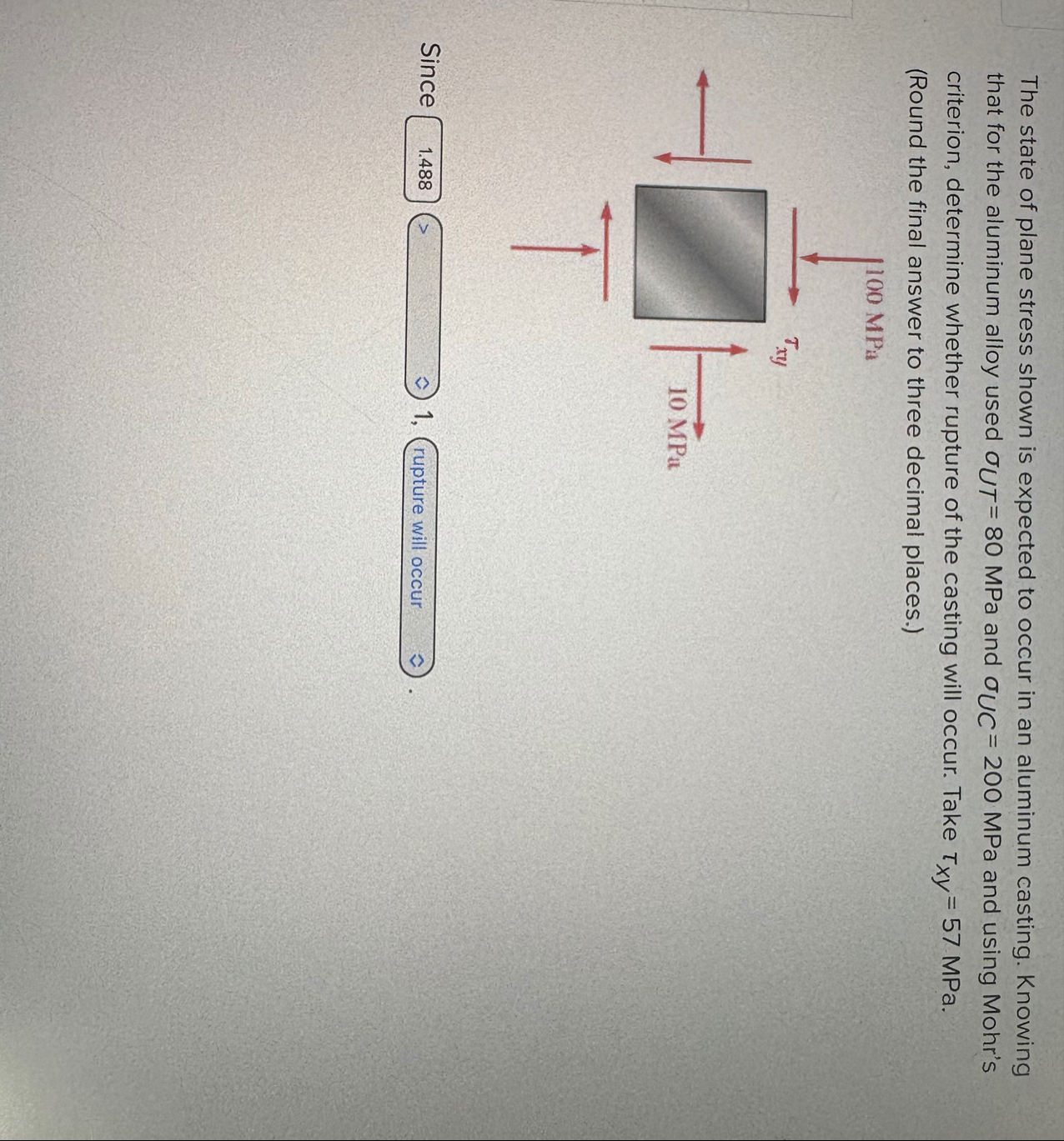 The state of plane stress shown is expected to occur | Chegg.com