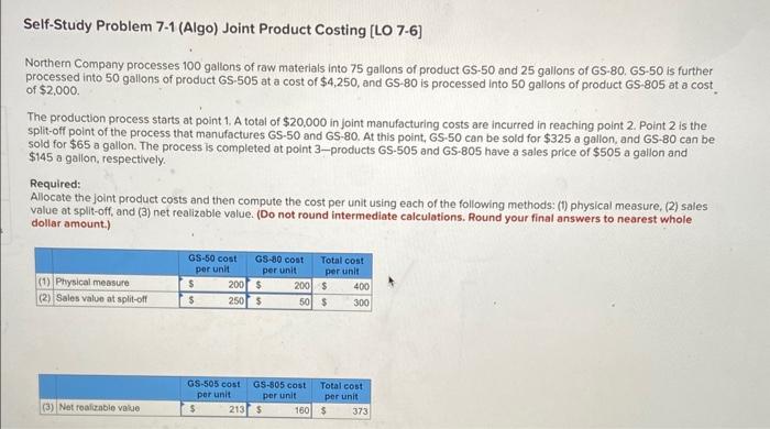 Solved Self-Study Problem 7-1 (Algo) Joint Product Costing | Chegg.com