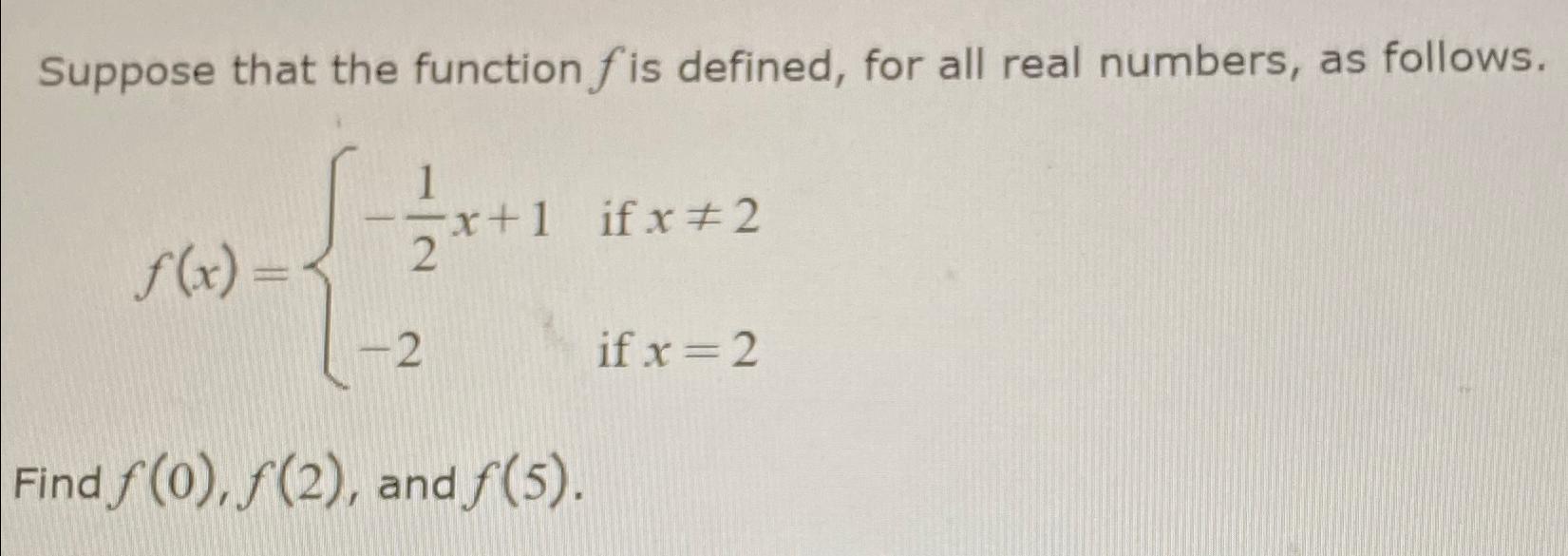 Solved Suppose that the function f ﻿is defined, for all real | Chegg.com