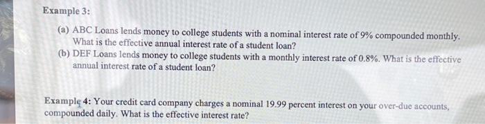 Solved Example 3: (a) ABC Loans lends money to college | Chegg.com