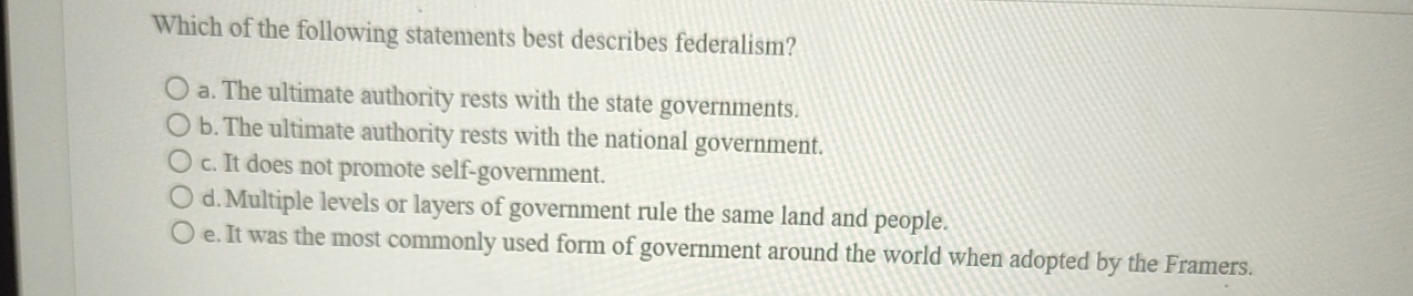 Solved Which of the following statements best describes | Chegg.com