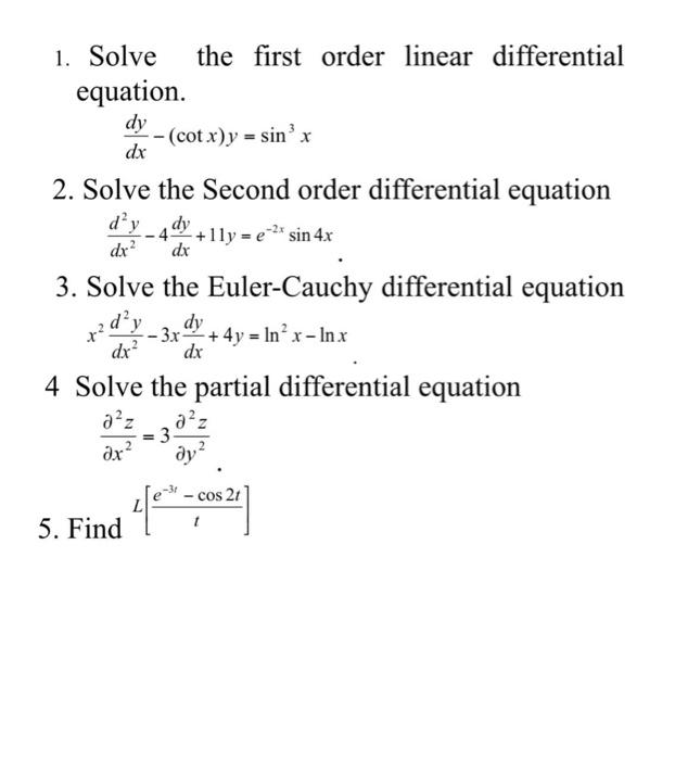 Solved 1. Solve the first order linear differential | Chegg.com