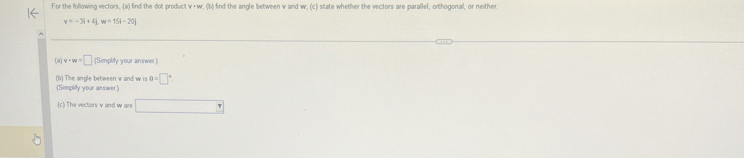 Solved For the following vectors, (a) ﻿find the dot product | Chegg.com