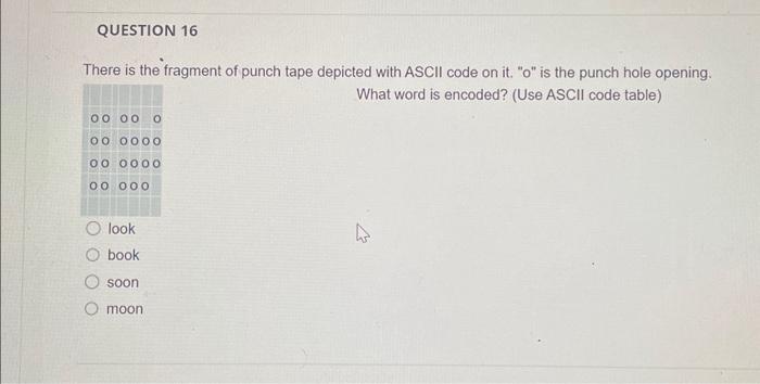 Solved There is the fragment of punch tape depicted with | Chegg.com